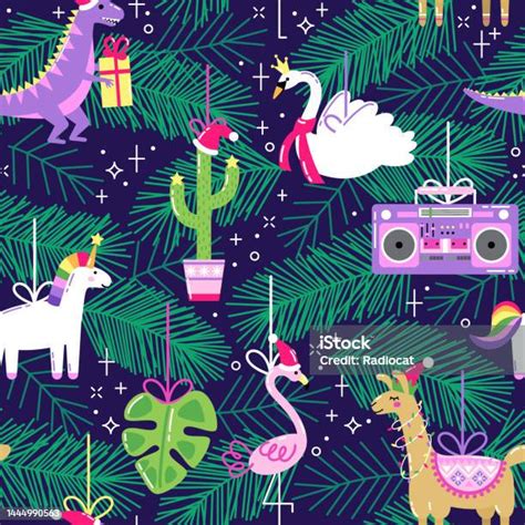 Pola Mulus Dengan Ornamen Natal Lucu Lucu Yang Lucu Dalam Gaya Kartun