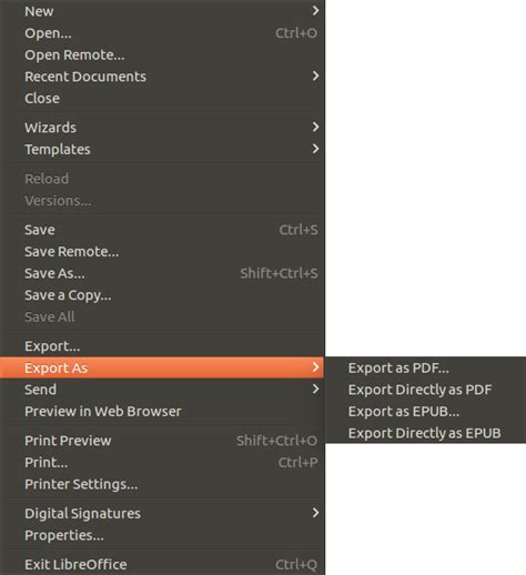 Libreoffice Writer 6011 Lock It To Export Files As Pdf Instead