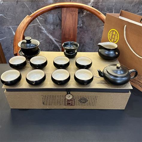 Bộ Tách Trà đẹp Gốm Men Cổ Cao Cấp Làm Quà Biếu Hộp đẹp At11