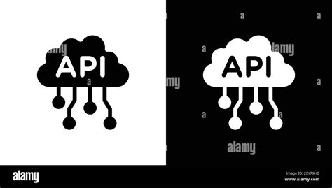 Cloud Api Icon Set In Black And White Color Simple Flat Vector Stock