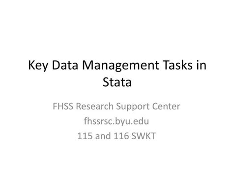 Ppt Key Data Management Tasks In Stata Powerpoint Presentation Free