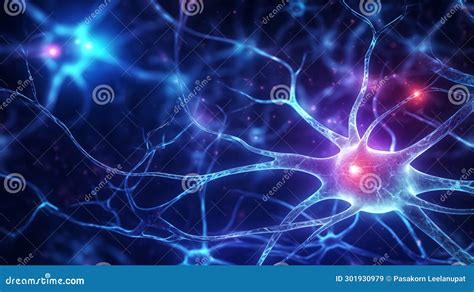 glowing neuron network in human brain under fluorescence light stock