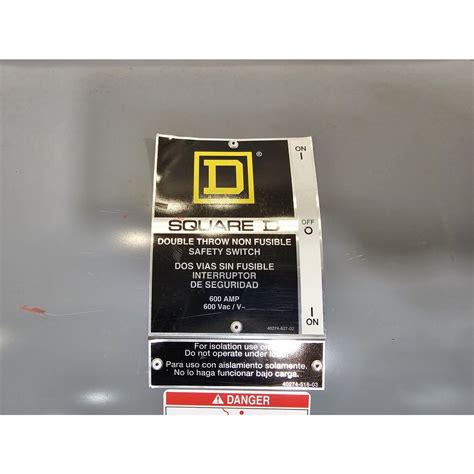 600 Amp Square D Double Throw Non Fusible Safety Switch Disconnect 600v 3 Phase For Sale Buys