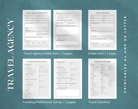 Travel Agency Booking Intake And Survey Form Template Trip Vacation