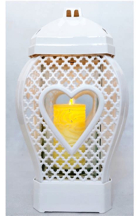 znicz lampion Glamour Serce Ażur biały 29 cm 5901583955327 Cena