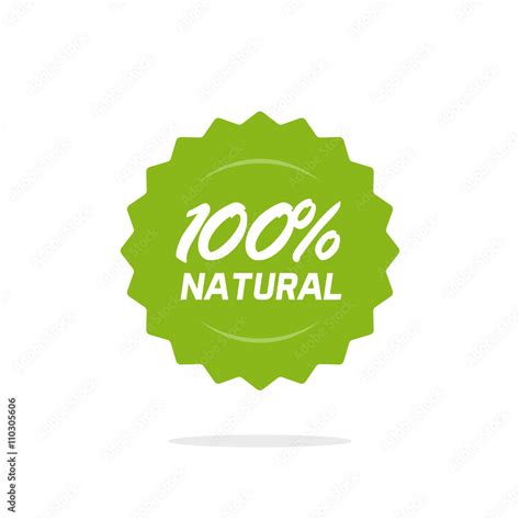 100 percent natural vector green label isolated on white background ...