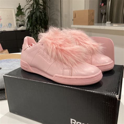 Reebok Classic Npc Ii” Pink Faux Fur And Leather Depop