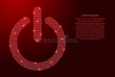 Power Button Icon Abstract Schematic From Red Ones And Zeros Binary