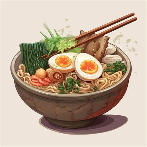 Premium Ai Image A Drawing Of A Bowl Of Ramen With Chopsticks And