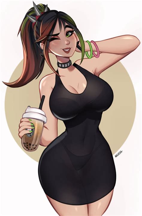 Rule 34 1girls 2d Alternate Breast Size Big Breasts Big Thighs Bikini Boba Tea Choker Female