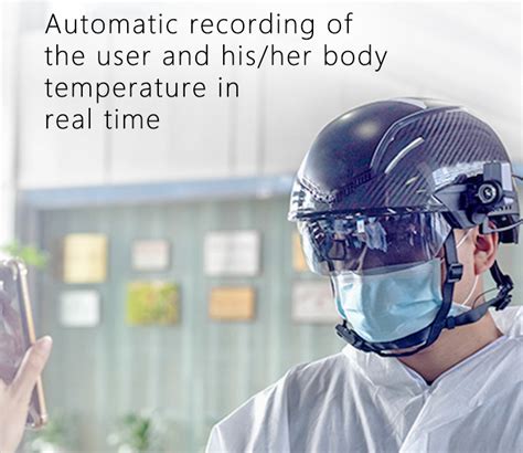 Smart Temperature Measuring Infrared Thermal AI Helmet Chinese Police Helmet Coronavirus Fight