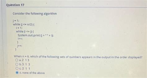 Solved Consider The Following Algorithm For