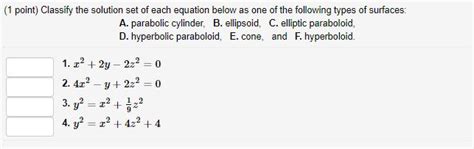 Solved Point Classify The Solution Set Of Each Equation Chegg