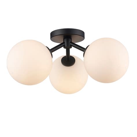Bel Air Lighting Haskell 16 In 3 Light Black Flush Mount Ceiling Light