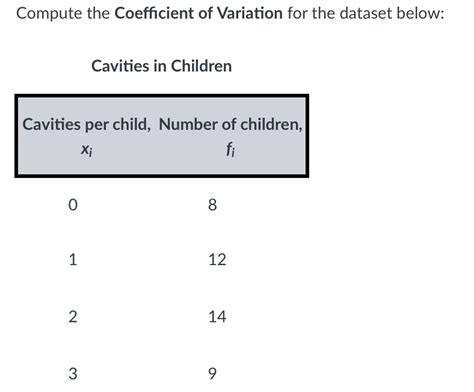 Solved Compute The Coefficient Of Variation For The Dataset