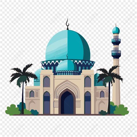 Masjid Clipart มัสยิดมุสลิมและปาล์มโกรฟไอคอนเวกเตอร์ภาพประกอบการ์ตูน Png สำหรับการดาวน์โหลดฟรี