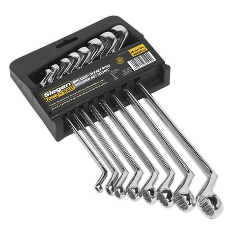 8pc Deep Offset Ring Spanner Set Metric S0405 Sealey