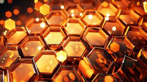 Orange Abstract Hexagon Geometric Surface Hexagonal Grid Pattern Stock