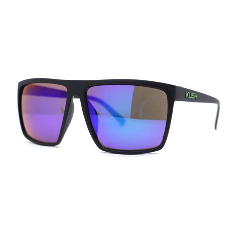 Kush Mens Oversized Flat Top Color Mirror Matte Plastic Rectangle