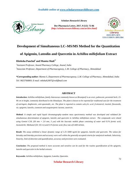 Pdf Development Of Simultaneous Lc Msms Method For The · The