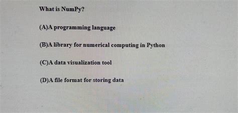 solved what is numpy a a programming language b a library