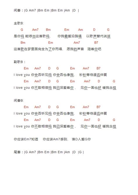 《夏日倾情吉他谱》黎明g调吉他图片谱2张 吉他谱大全