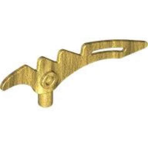 LEGO Part Minifigure Weapon Crescent Blade Serrated With Bar Pearl Gold