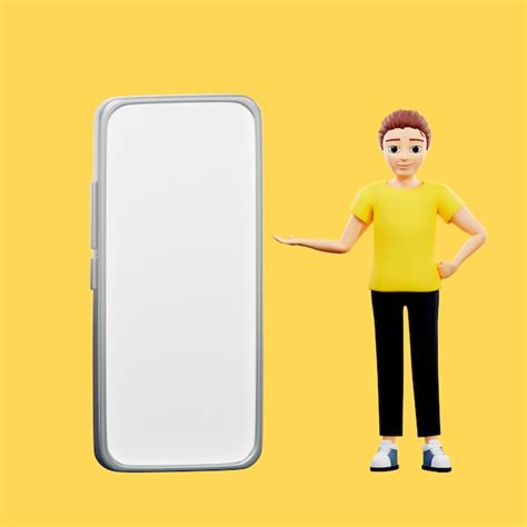 Premium Photo Raster Illustration Of Man Standing Next To The Phone
