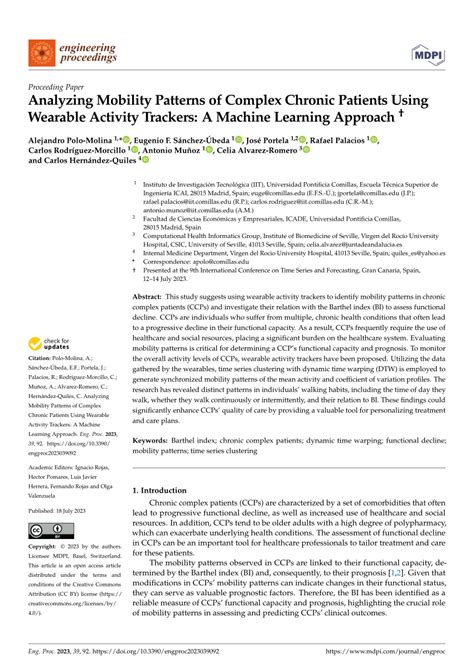 Pdf Analyzing Mobility Patterns Of Complex Chronic Patients Using Wearable Activity Trackers
