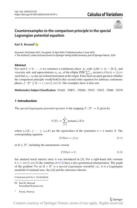 Counterexamples To The Comparison Principle In The Special Lagrangian Potential Equation
