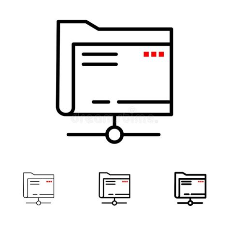 Folder Data Server Storage Bold And Thin Black Line Icon Set Stock Vector Illustration Of