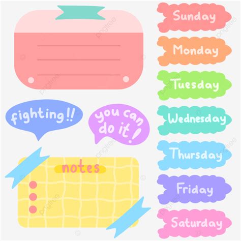 귀여운 파스텔 총알 저널 목록 저널링 세트 요소 무료 일러스트 인쇄 노트 플래너 스티커 무료 일러스트 세트 일러스트 스티커 일러스트 Png 일러스트 및 Psd 이미지