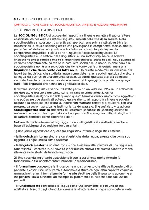 Manuale Di Sociolinguistica Berruto Docsity