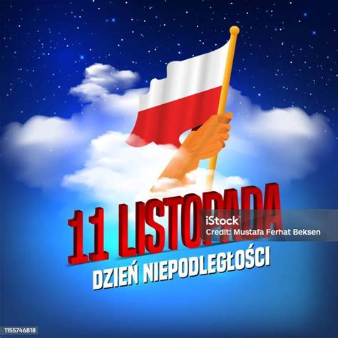 폴란드의 테마 독립 기념일에 벡터 일러스트 레이 션 폴란드 국기와 함께 손 폴란드어 텍스트 번역 독립 기념일 11 월 11 일 11월에 대한 스톡 벡터 아트 및 기타 이미지