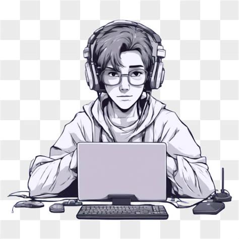 Descarga Hombre Trabajando En El Escritorio Con Auriculares Y