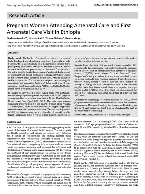 Pregnant Women Attending Antenatal Care And First Antenatal Care Visit
