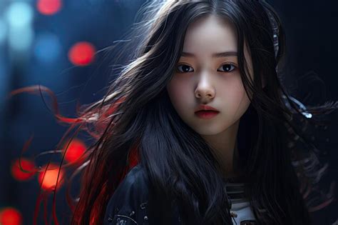 Premium Ai Image A Girl With Long Hair Looking At The Camera