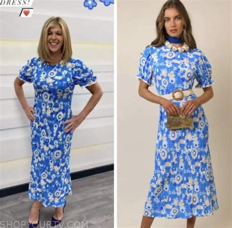 Good Morning Britain June 2022 Kate Garraways Blue Floral Puff Sleeve