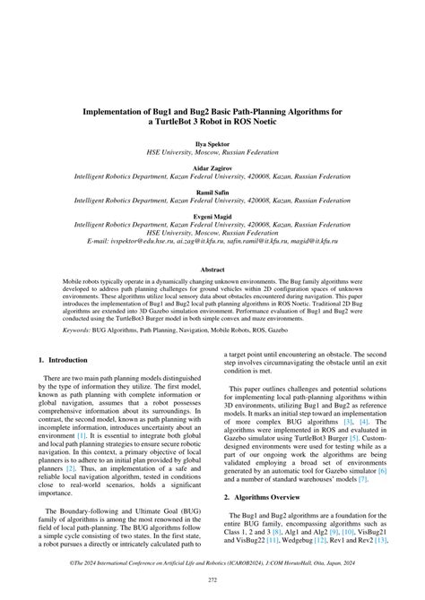 PDF Implementation Of Bug1 And Bug2 Basic Path Planning Algorithms