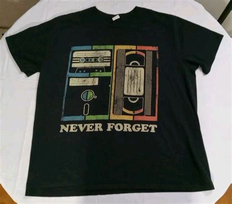 Never Forget Cassette Vhs Floppy Disc Retro Mens Bla Gem