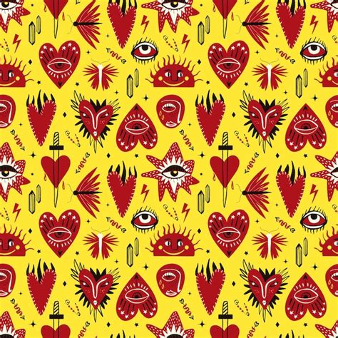 Premium Vector Bright Funny Magic Pattern With Bizarre Mystical