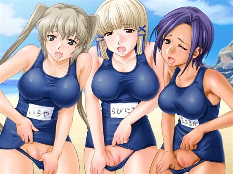 Rule 34 3girls Beach Blonde Hair Brown Hair Censored Female Game Cg