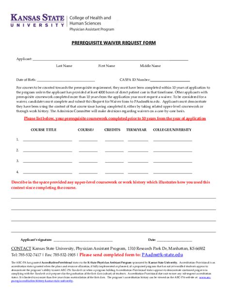 Fillable Online Prerequisite Waiver Request Form Fax Email Print