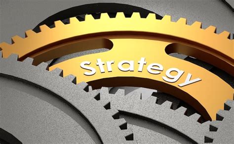 Premium Photo Golden Cogwheel With Strategy Text