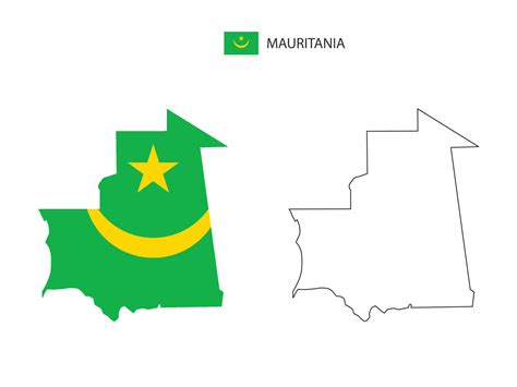 Mauritania Map City Vector Divided By Outline Simplicity Style Have