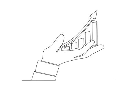 Premium Vector Single One Line Drawing Graph Growing Up In Hand Success Business Concept