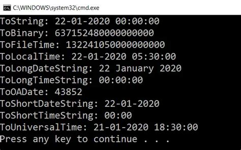 Datetime In C Net Framework