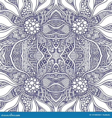 Abstract Seamless Pattern In Zen Tangle Or Zen Doodle Style Black And