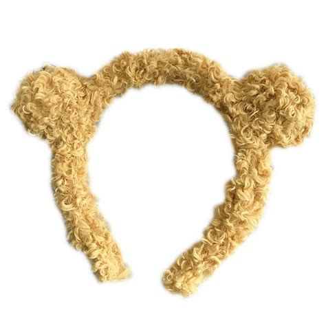 Heroneo Women Cute Cartoon Bear Ears Headband Fuzzy Plush Candy Color