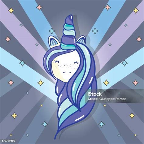긴 갈기 아름 다운 머리 유니콘 갈기에 대한 스톡 벡터 아트 및 기타 이미지 갈기 개념 귀여운 Istock